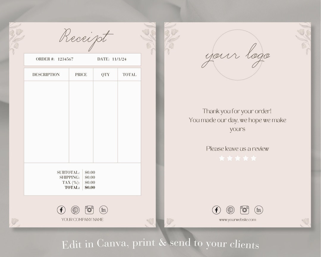 Pink Receipt Template Printable Thank You Template Download Small ...