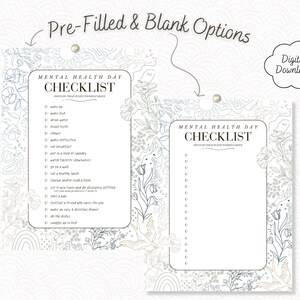 Mental Health Day Checklist Green Printable Self Care to Do List ADHD ...