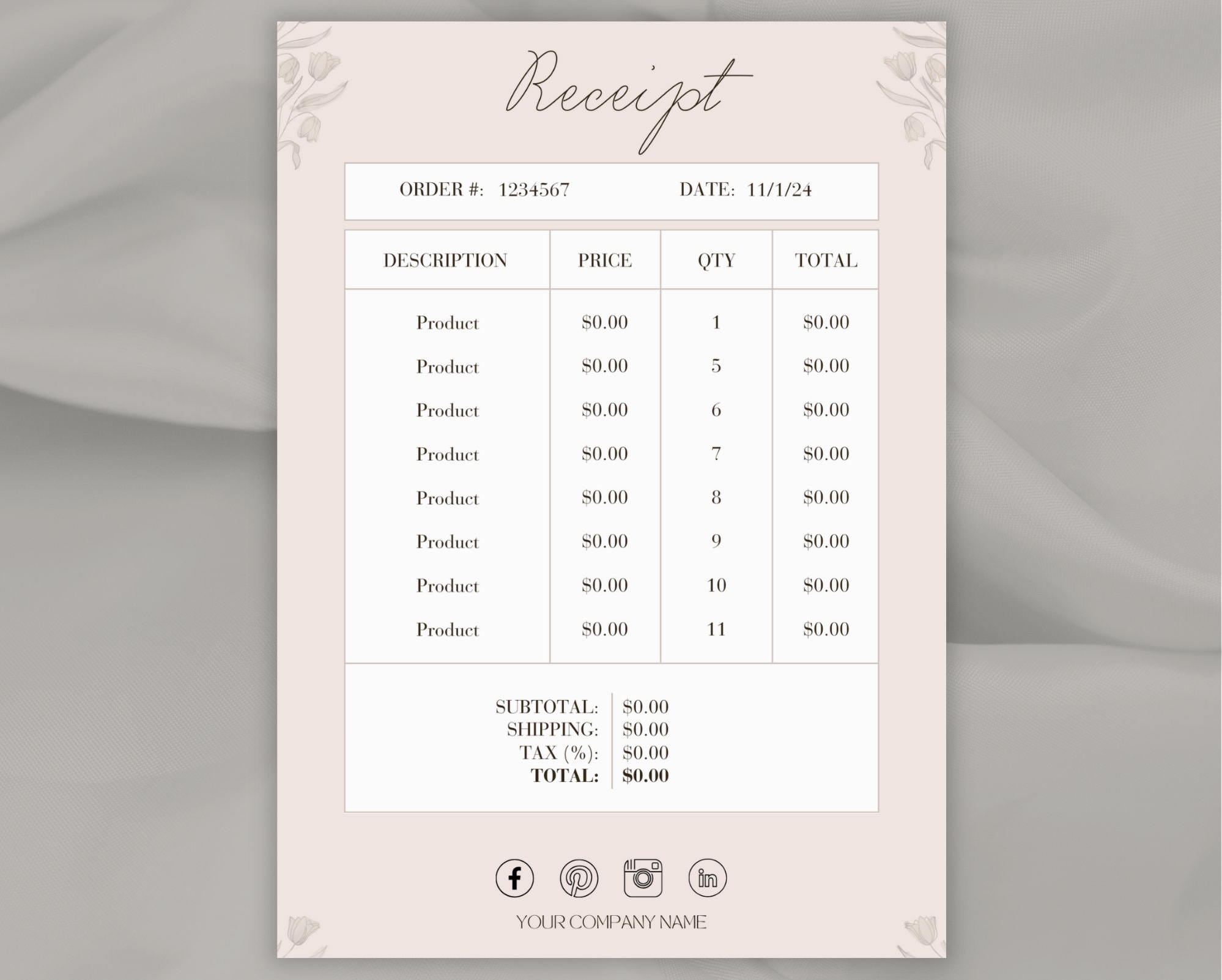 Pink Receipt Template Printable Thank You Template Download Small ...