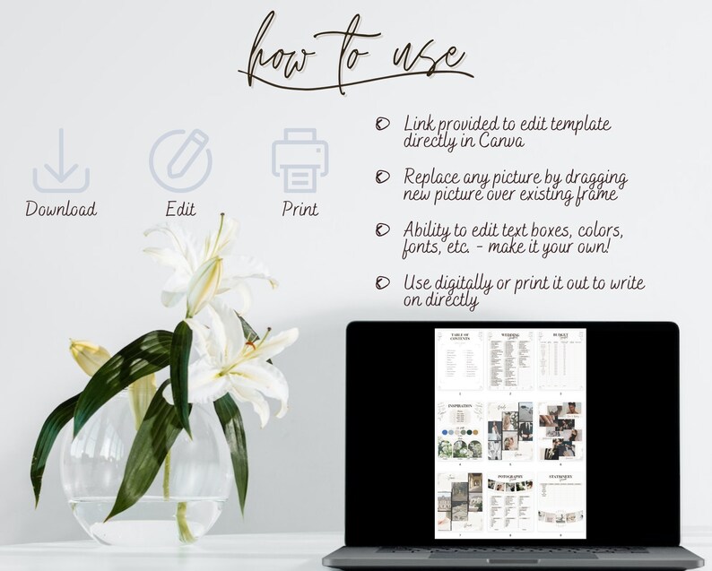 Blue Wedding Planner Digital Wedding Checklist Canva Template Wedding ...
