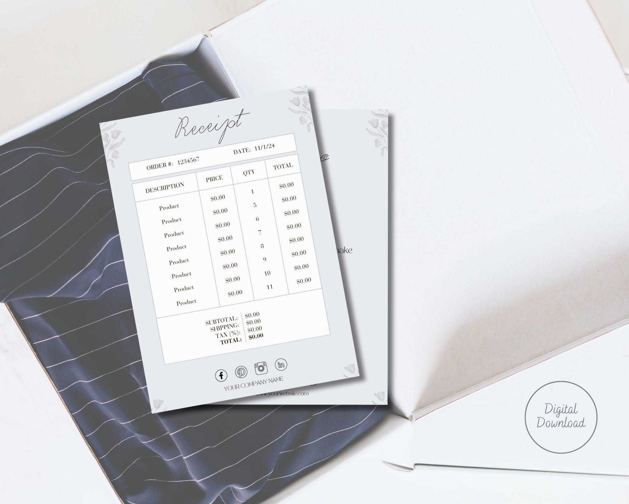 Blue Receipt Template Printable Thank You Template Download Small ...