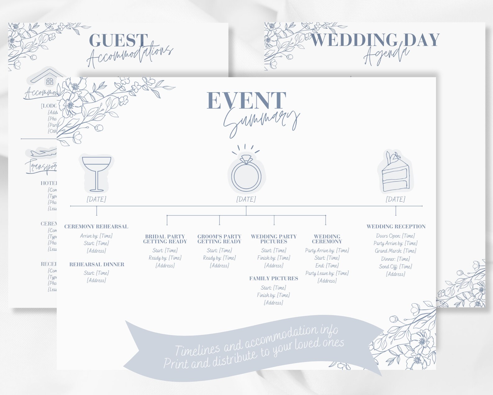Blue Wedding Planner Digital Wedding Checklist Canva Template Wedding ...