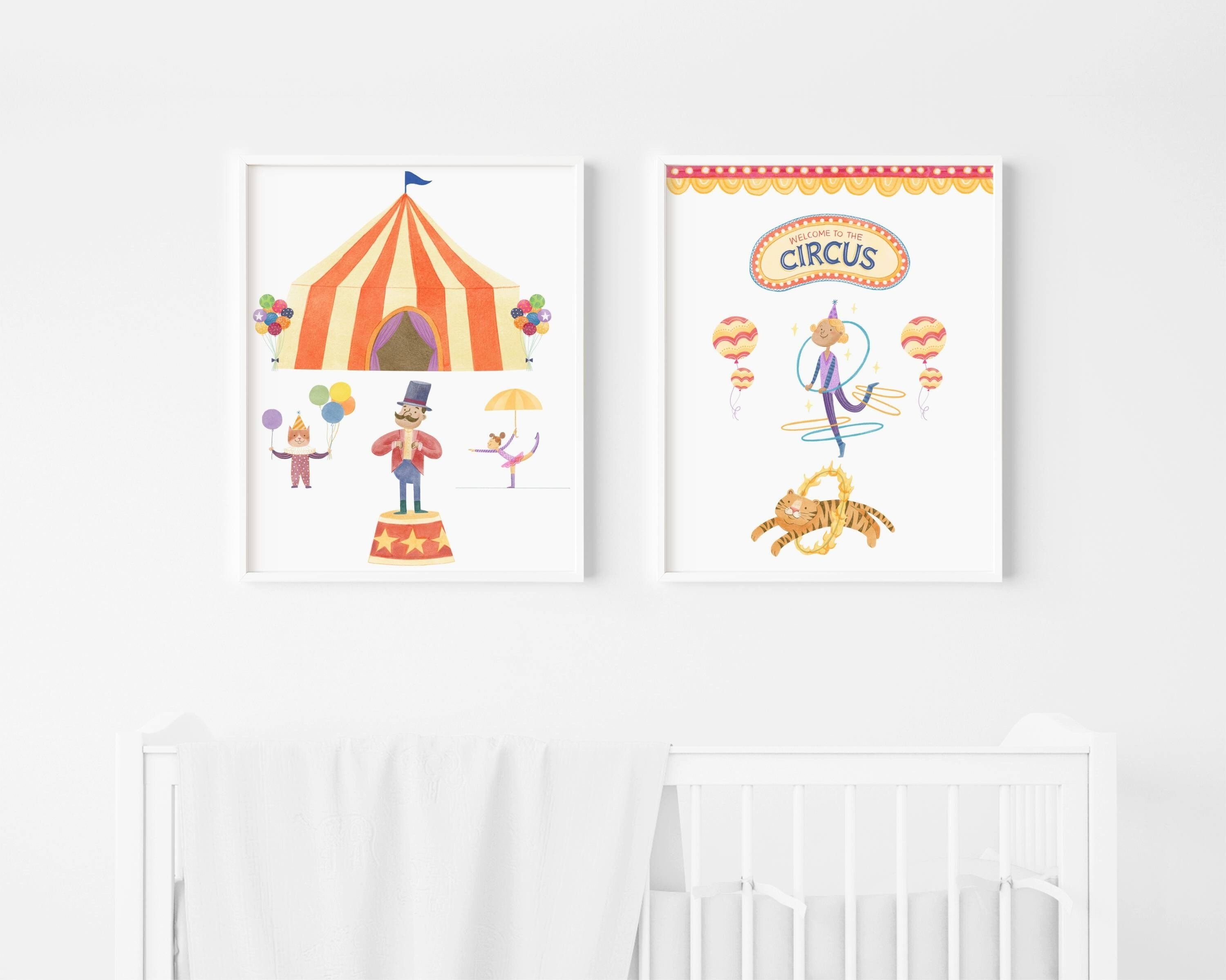 Set of 3 Circus Theme Posters Watercolor Acrobatic Prints - Etsy