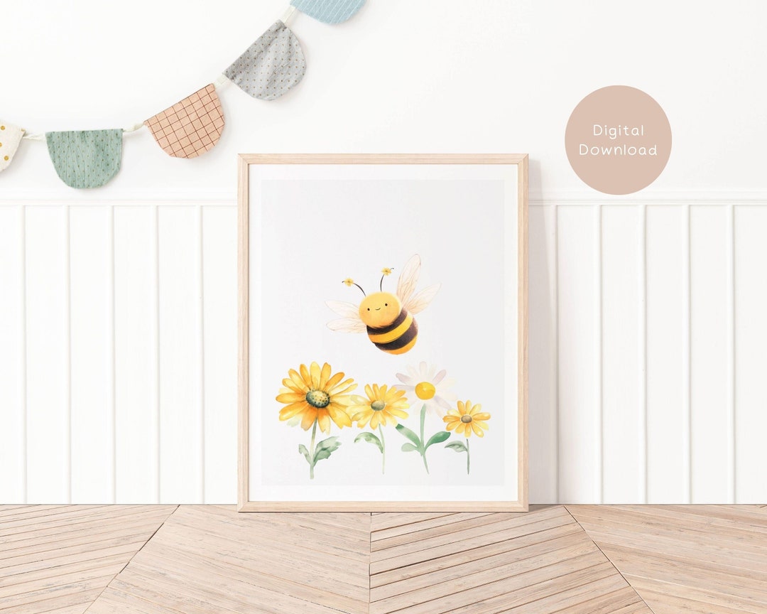 Bee Nursery Prints, Cute Beehive Poster, Honey Bees Digital Download ...