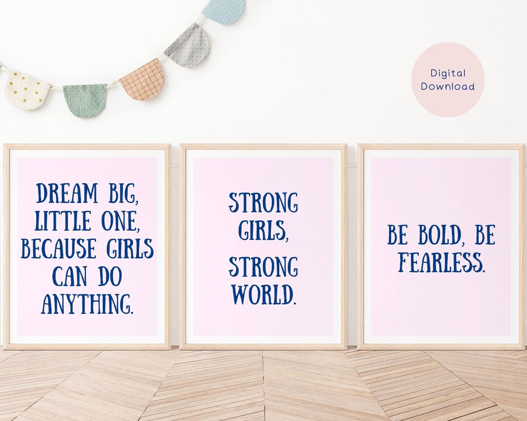 Powerful Girls, Feminist Nursery Prints, Set of 3, Feminism Posters ...