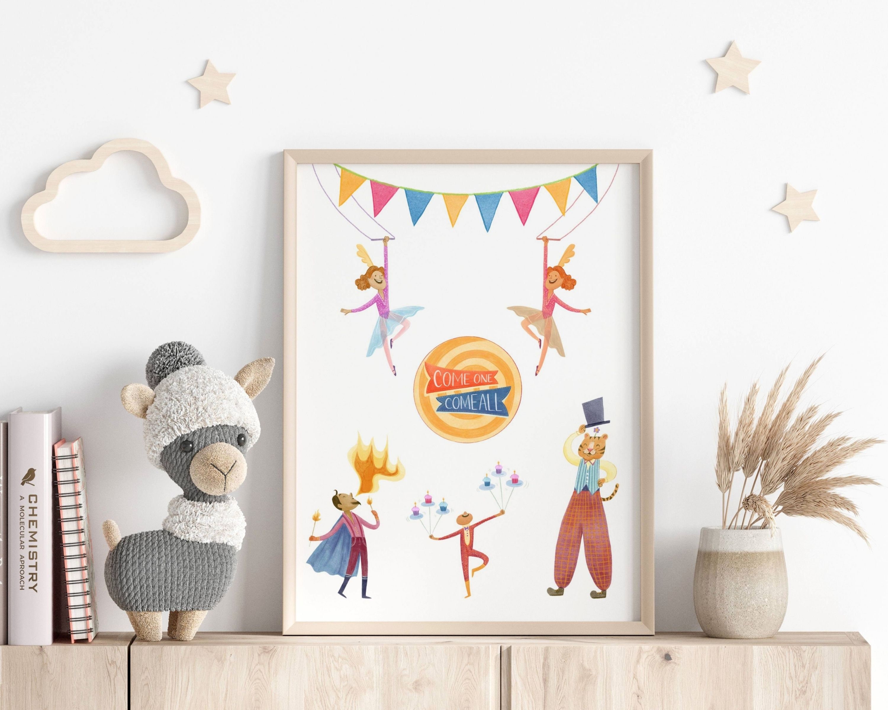 Set of 3 Circus Theme Posters, Watercolor Acrobatic Prints, Nursery ...