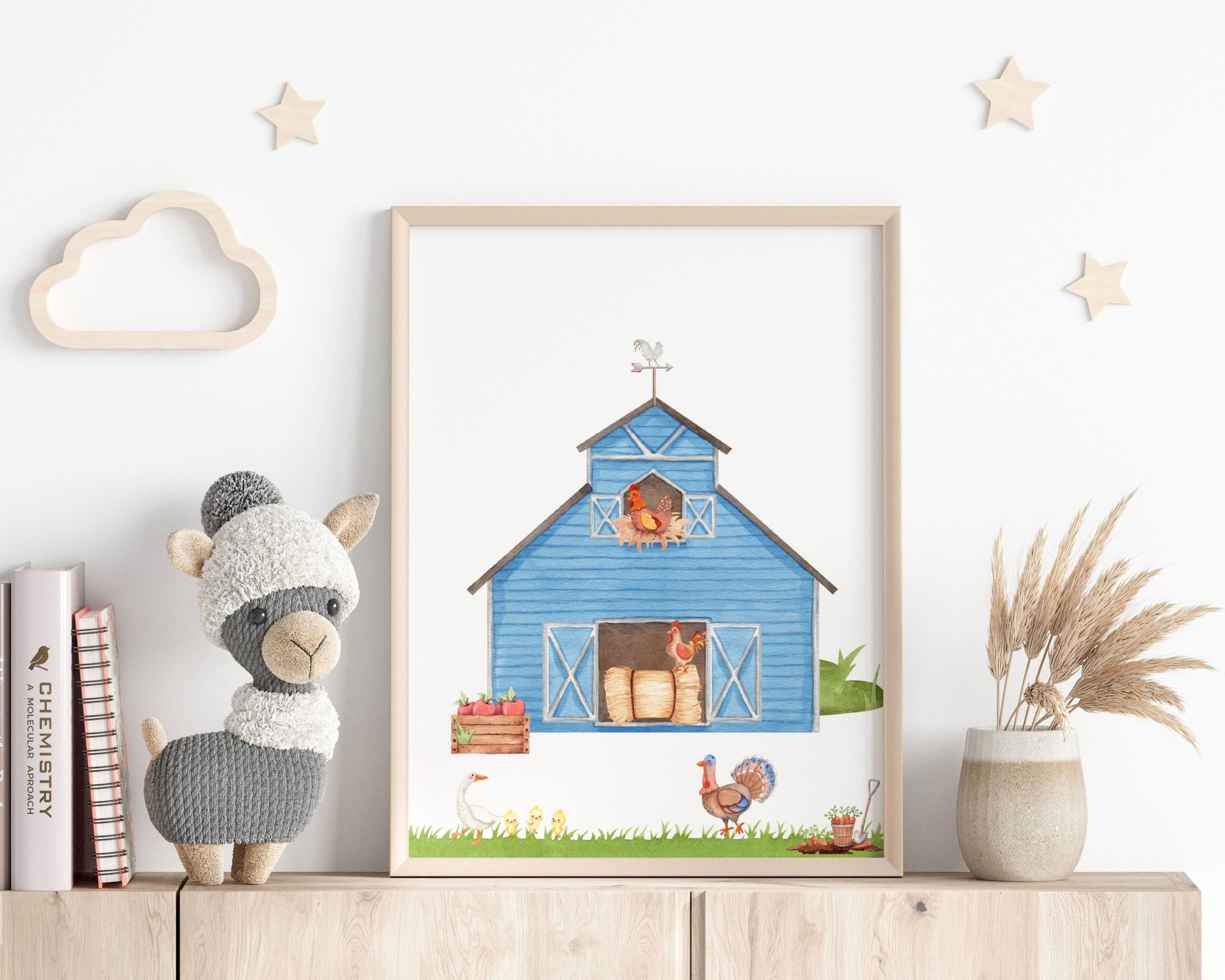 Farm Animal Nursery Prints, Set of 6 Watercolor, Barnyard Cow Goat ...