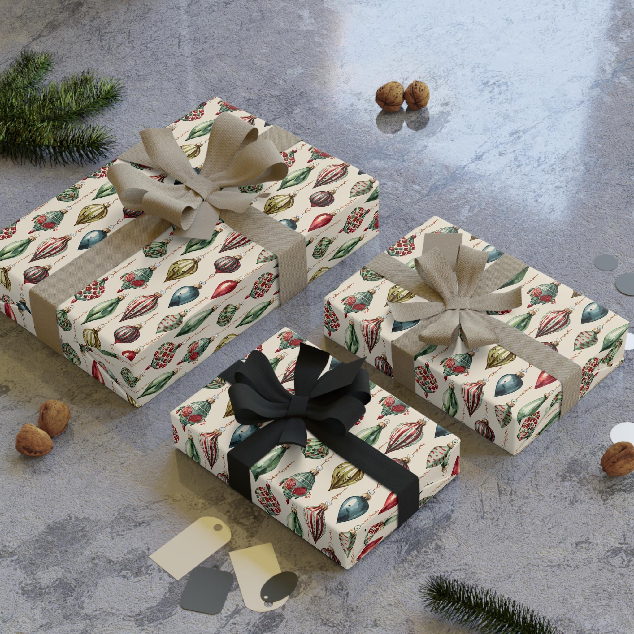 Wrapping Paper Roll | 1950s Gift Wrap | Holiday Fun Pattern | Retro Mid ...