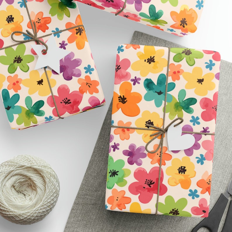 Floral Wrapping Paper Roll | Watercolor Art | Modern Flower Wrapping ...