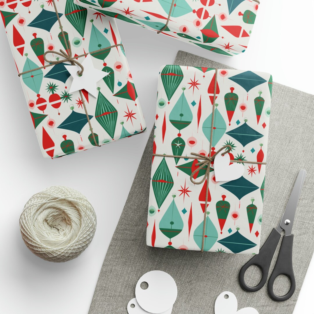 Wrapping Paper Roll 1950s Gift Wrap Holiday Fun Pattern Retro Mid ...