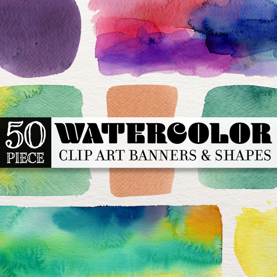 Watercolor Shapes & Banners Clip Art Pack | Colorful Banners for ...