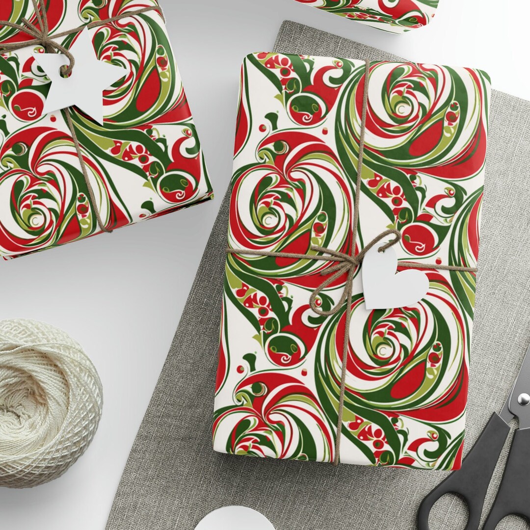 Elegant Wrapping Paper Roll Abstract Art Christmas Retro 1950s Mid ...