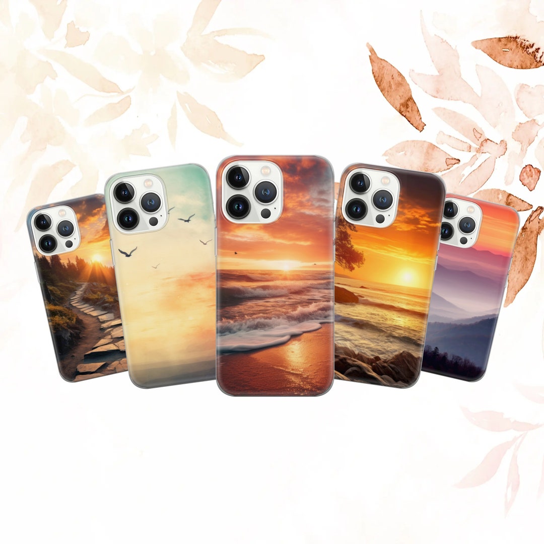 Sunset Phone Case Romantic Beachside Cover Fit for iPhone 14 Pro, 13 ...