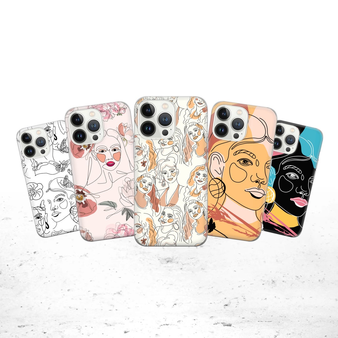 Female Faces Minimal Line Phone Case Cover Fit for iPhone 15 Pro Max ...