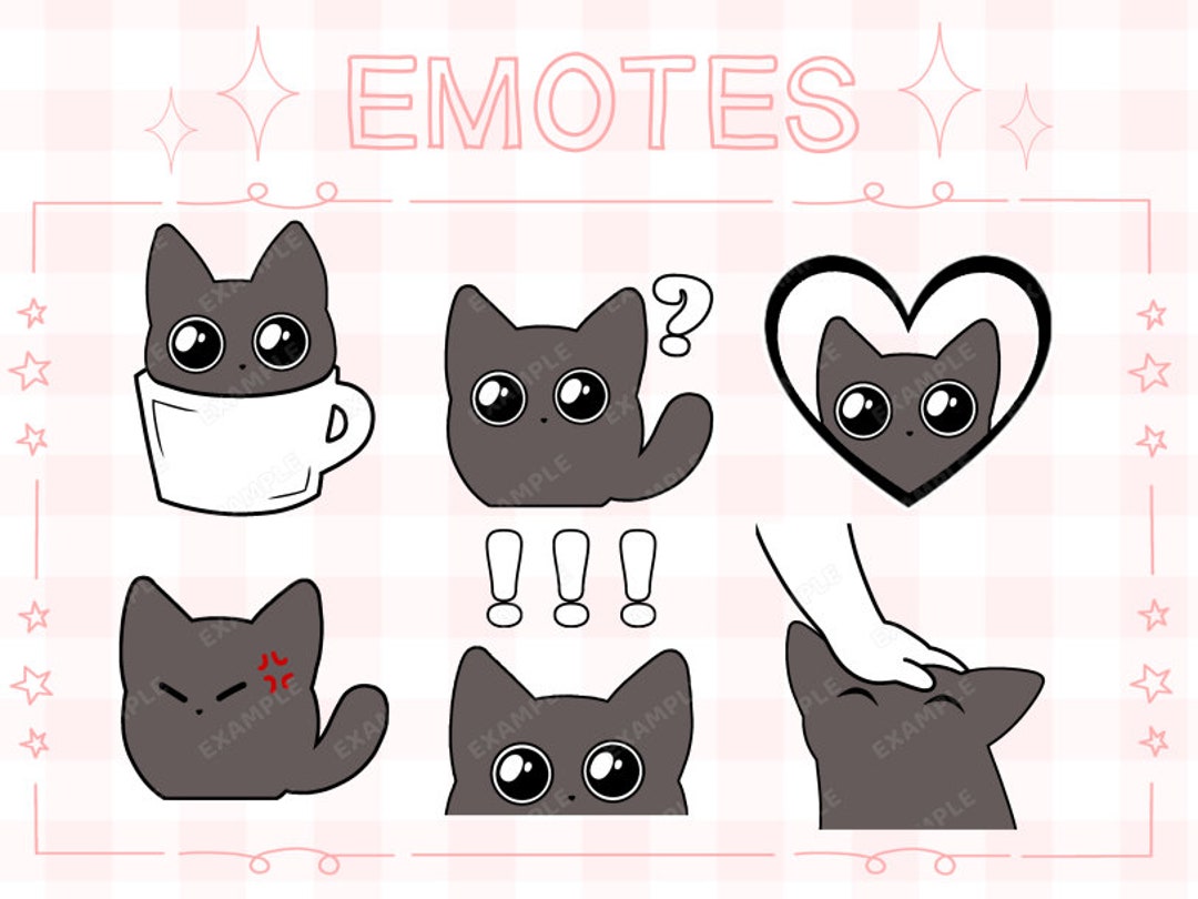 Gray Kitty Cat Emotes 6 Twitch Discord Youtube Streaming Cute Kawaii ...