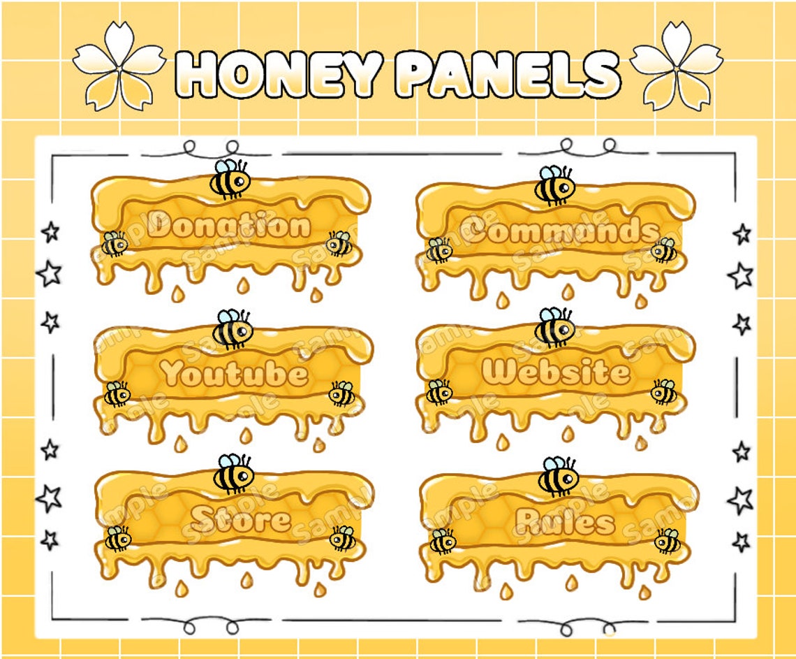 28 Honey Comb / Bee Twitch Panels Twitch Panel Cute Custom Twitch Panel ...