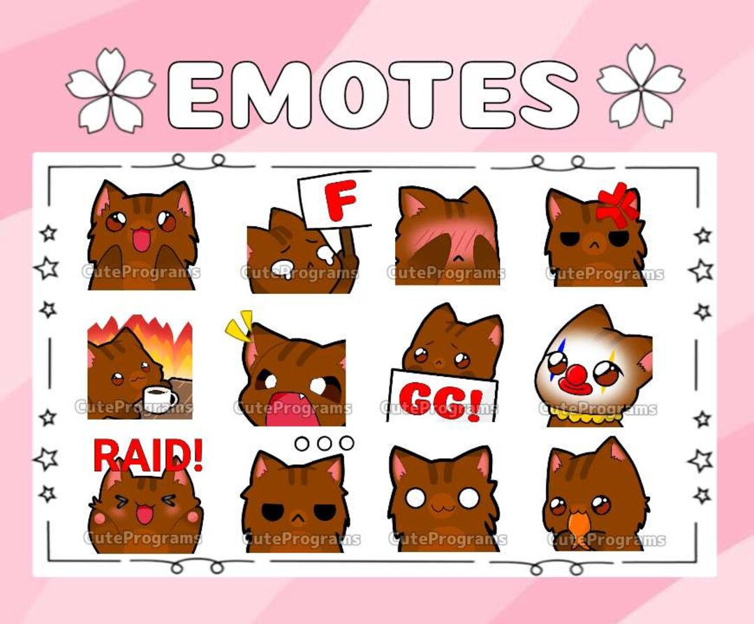 CAT KITTY EMOTES Set 12 Twitch Discord Youtube - Etsy