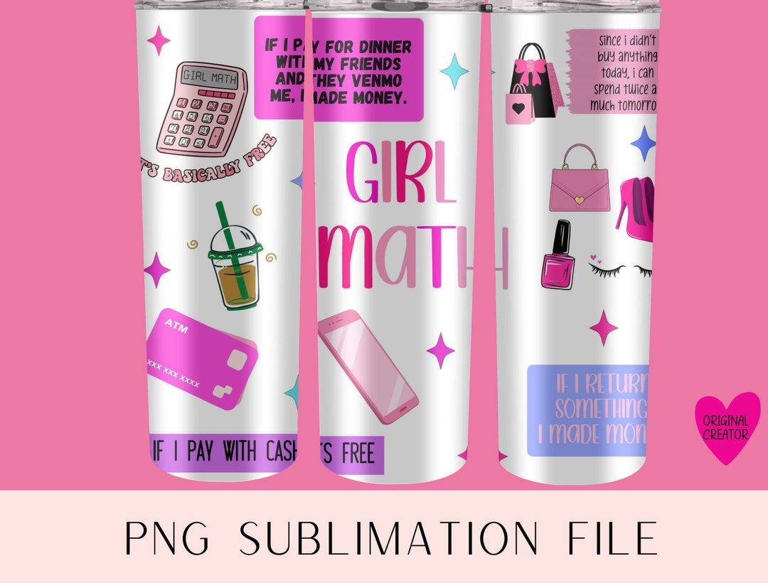 Girl Math 20 Oz Tumbler Wrap Tik Tok Trending It's - Etsy