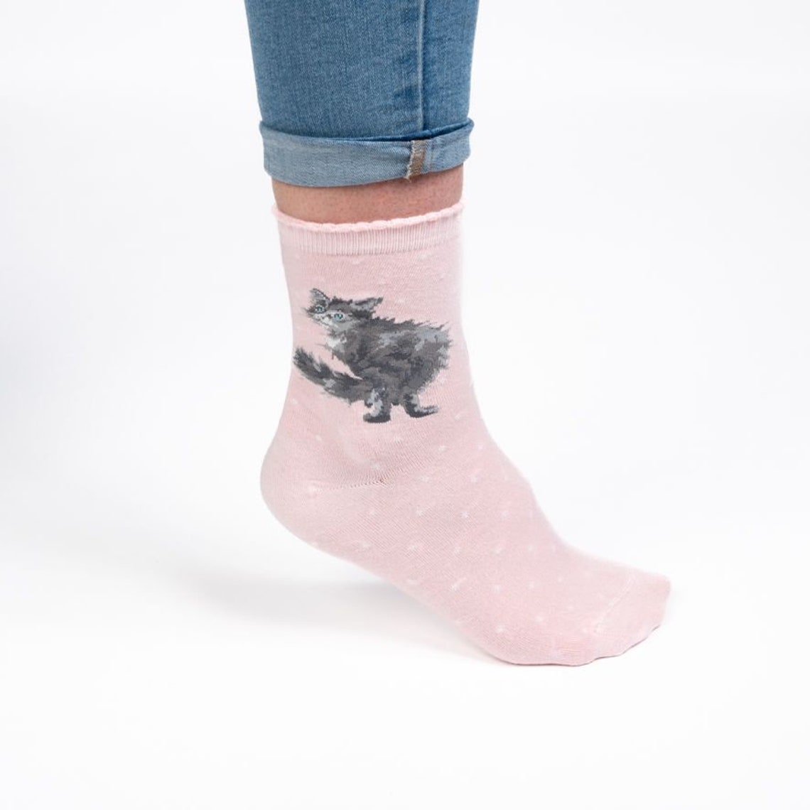 Wrendale Glamour Puss Pink Cat Socks With Free Gift Bag - Etsy