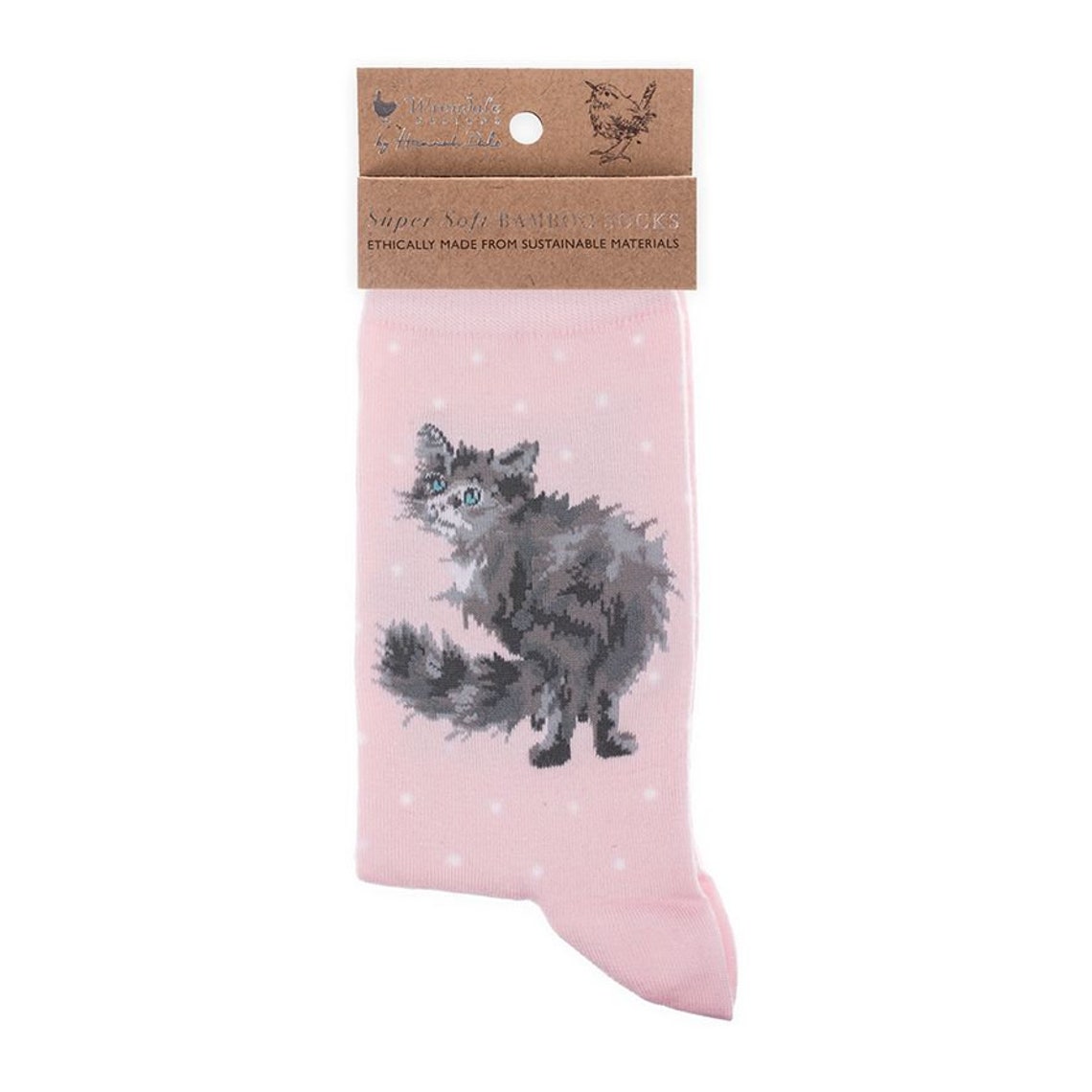 Wrendale Glamour Puss Pink Cat Socks With Free Gift Bag - Etsy