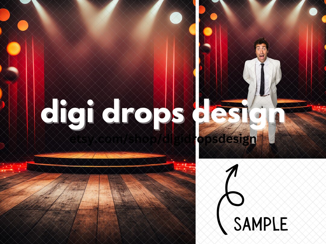Wood Round Platform Stage Digital Backdrop | Composite Digital ...