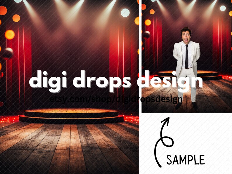 Wood Round Platform Stage Digital Backdrop | Composite Digital ...