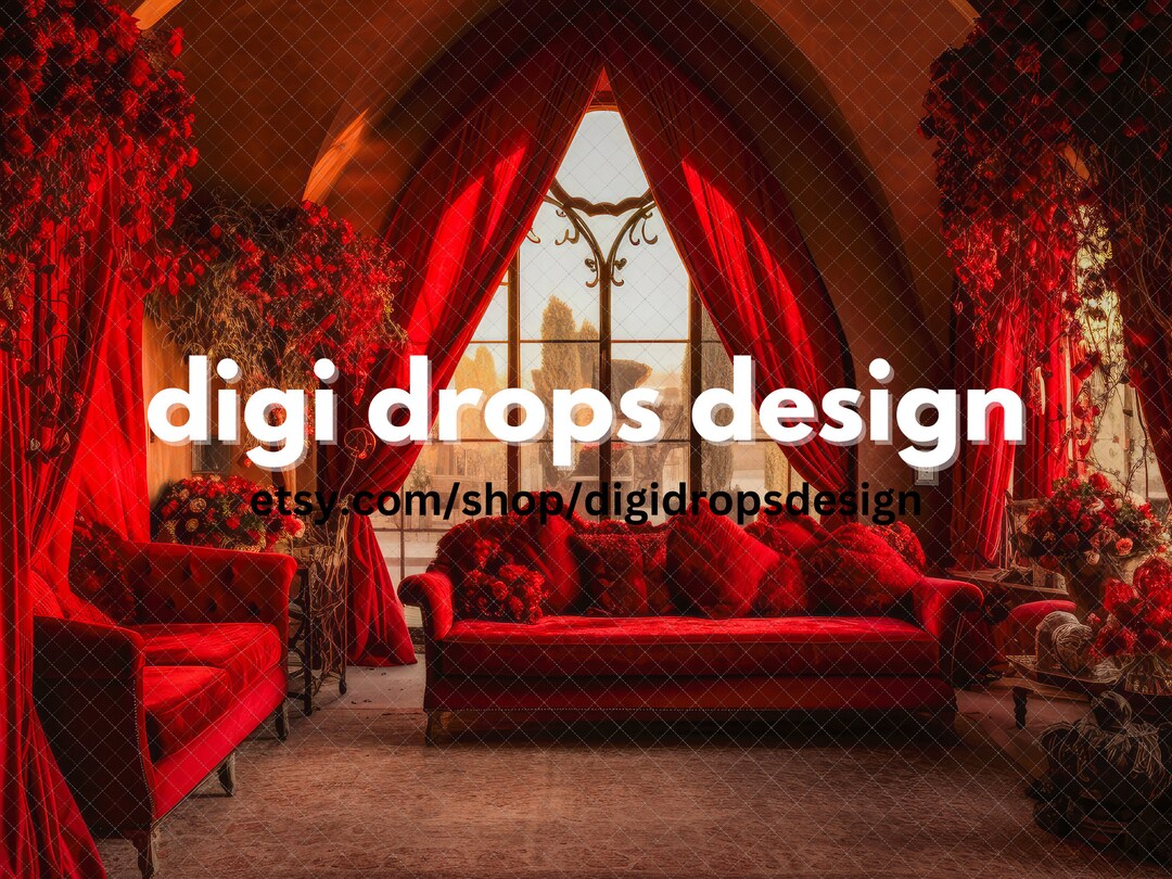 Red Living Room Digital Backdrop | Composite Digital Background - Etsy