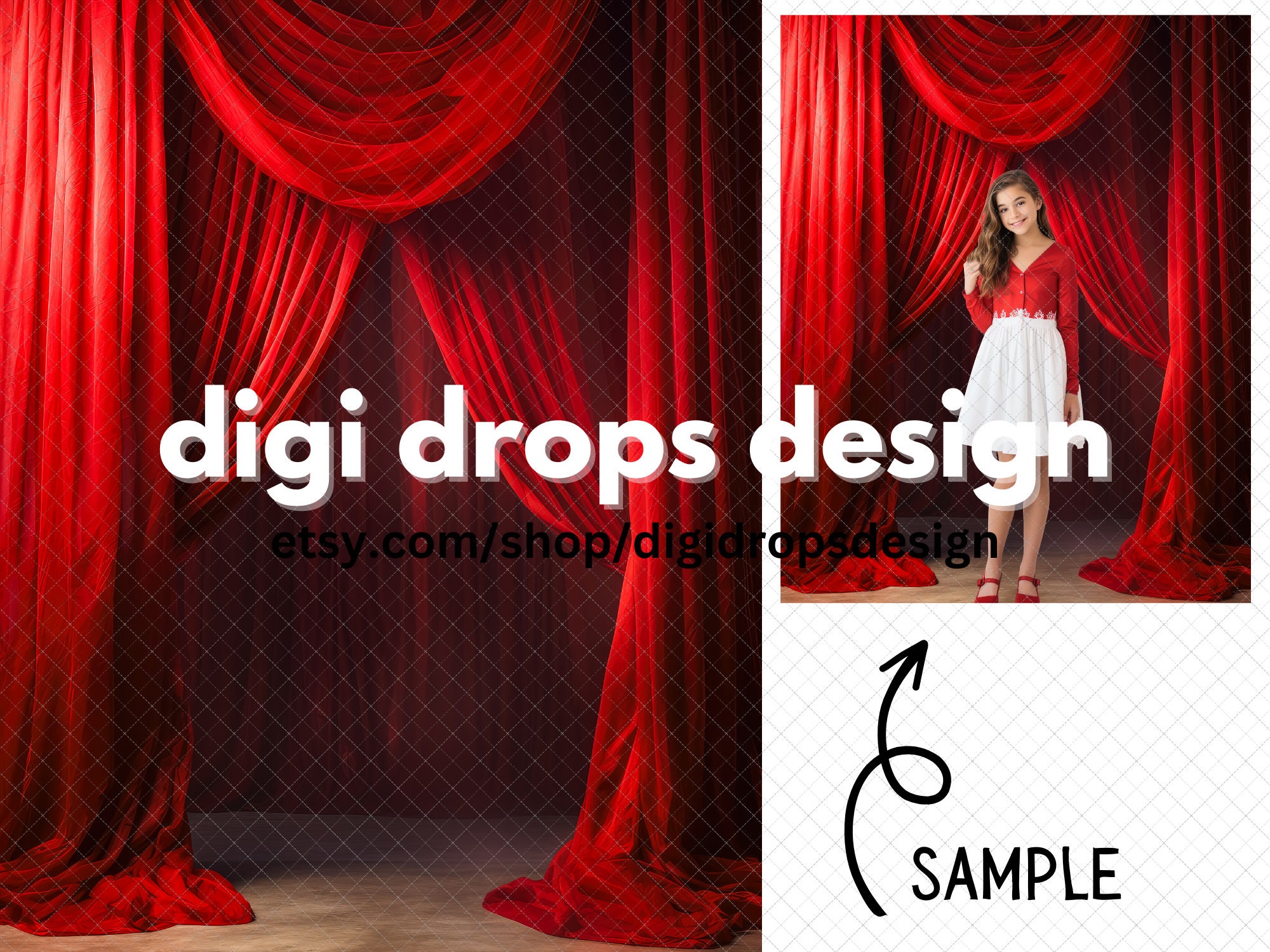 Red Curtains Stage Digital Backdrop | Composite Digital Background - Etsy