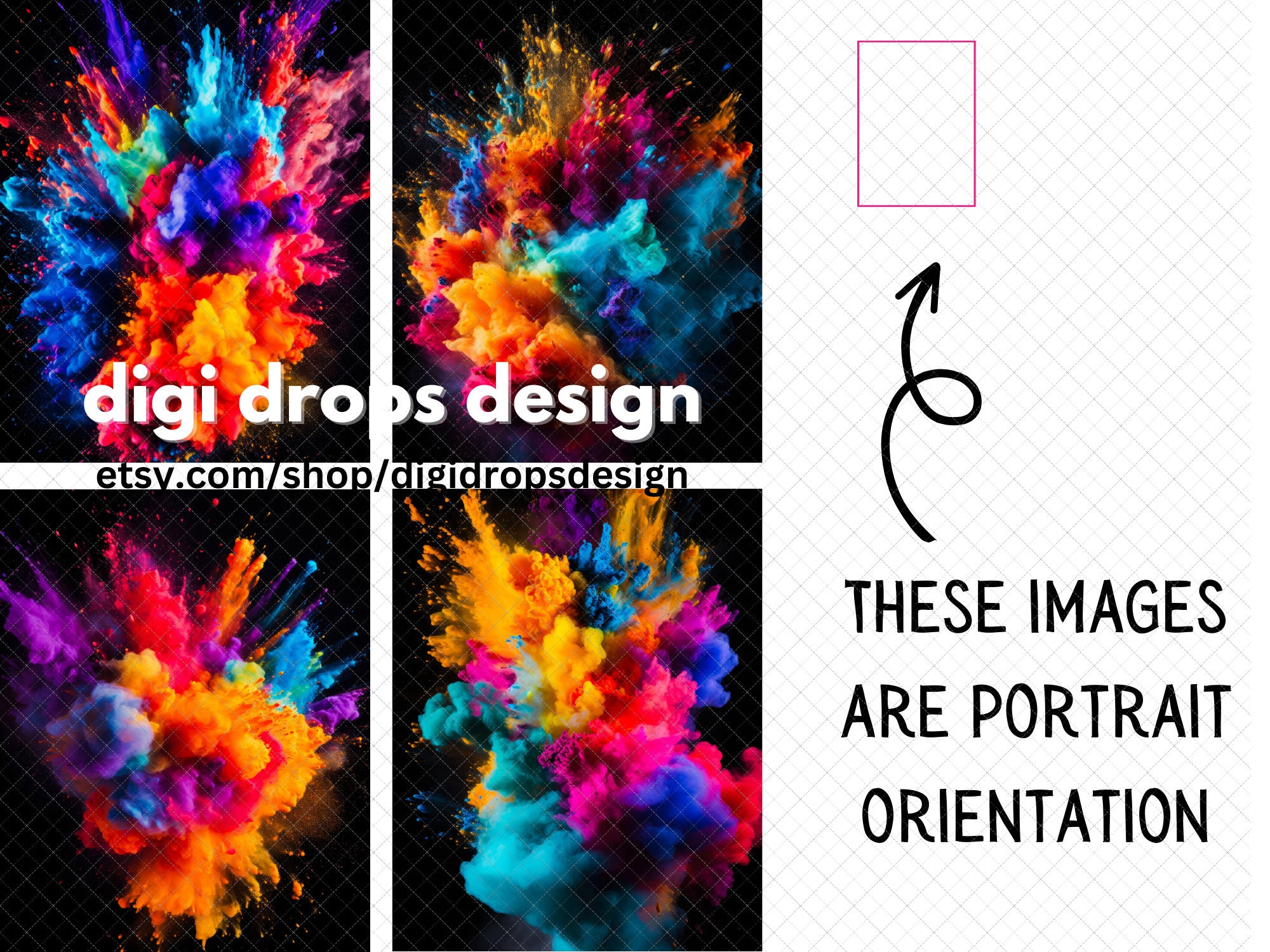 Bold Colorful Powder Digital Backdrop | Composite Digital Background ...