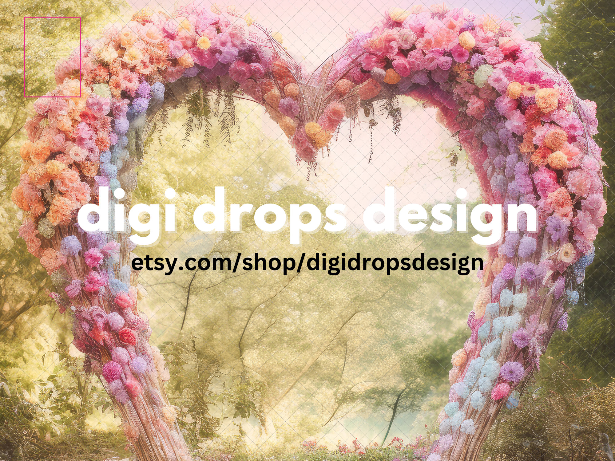 Pastel Flower Heart Arch Wedding Bridal Valentine Digital Backdrop ...