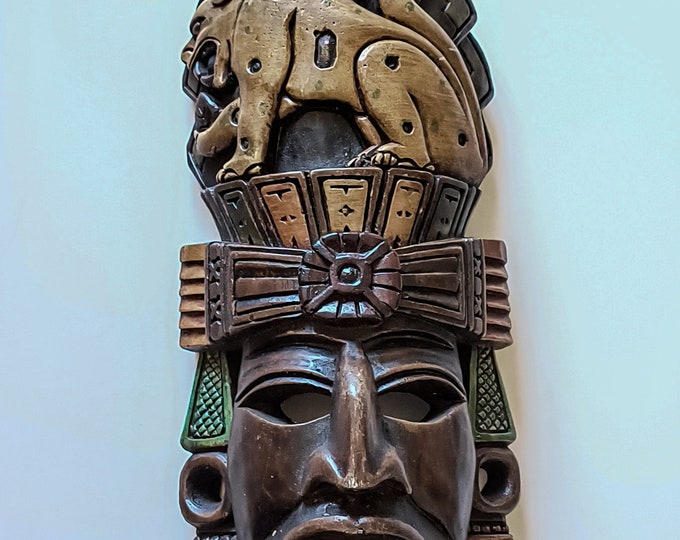 Tribal Mayan Warrior Mask. Mayan Warrior With Leopard. Brown, Yellow ...