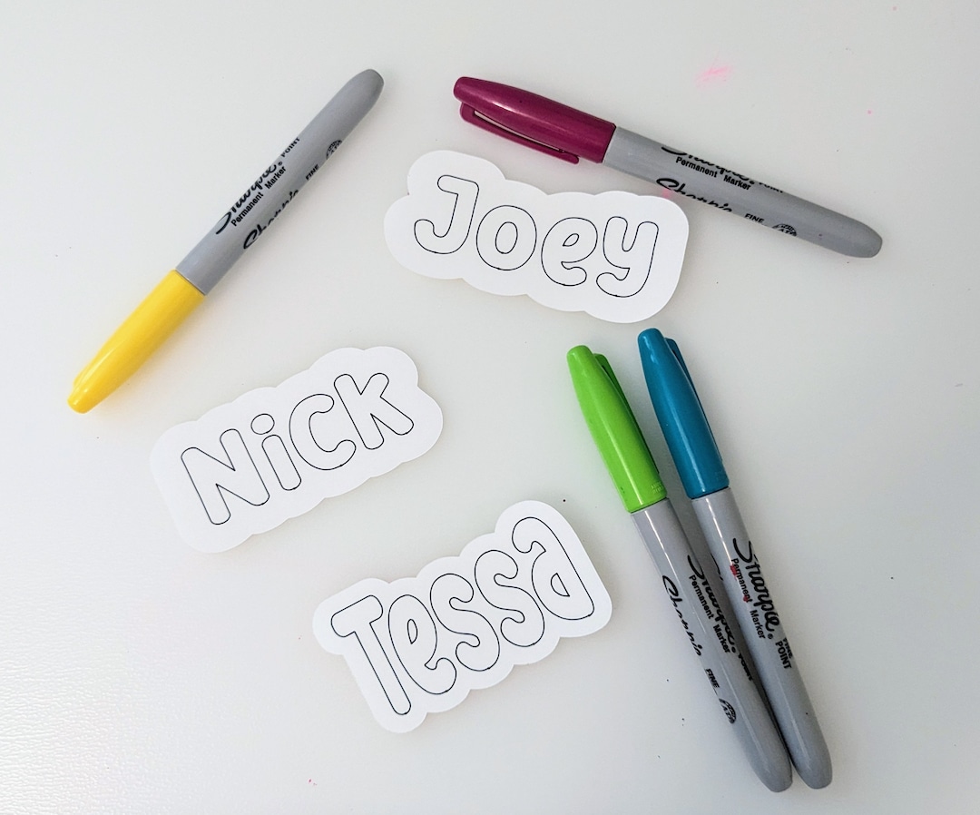 Customizable Name Stickers colorable - Etsy