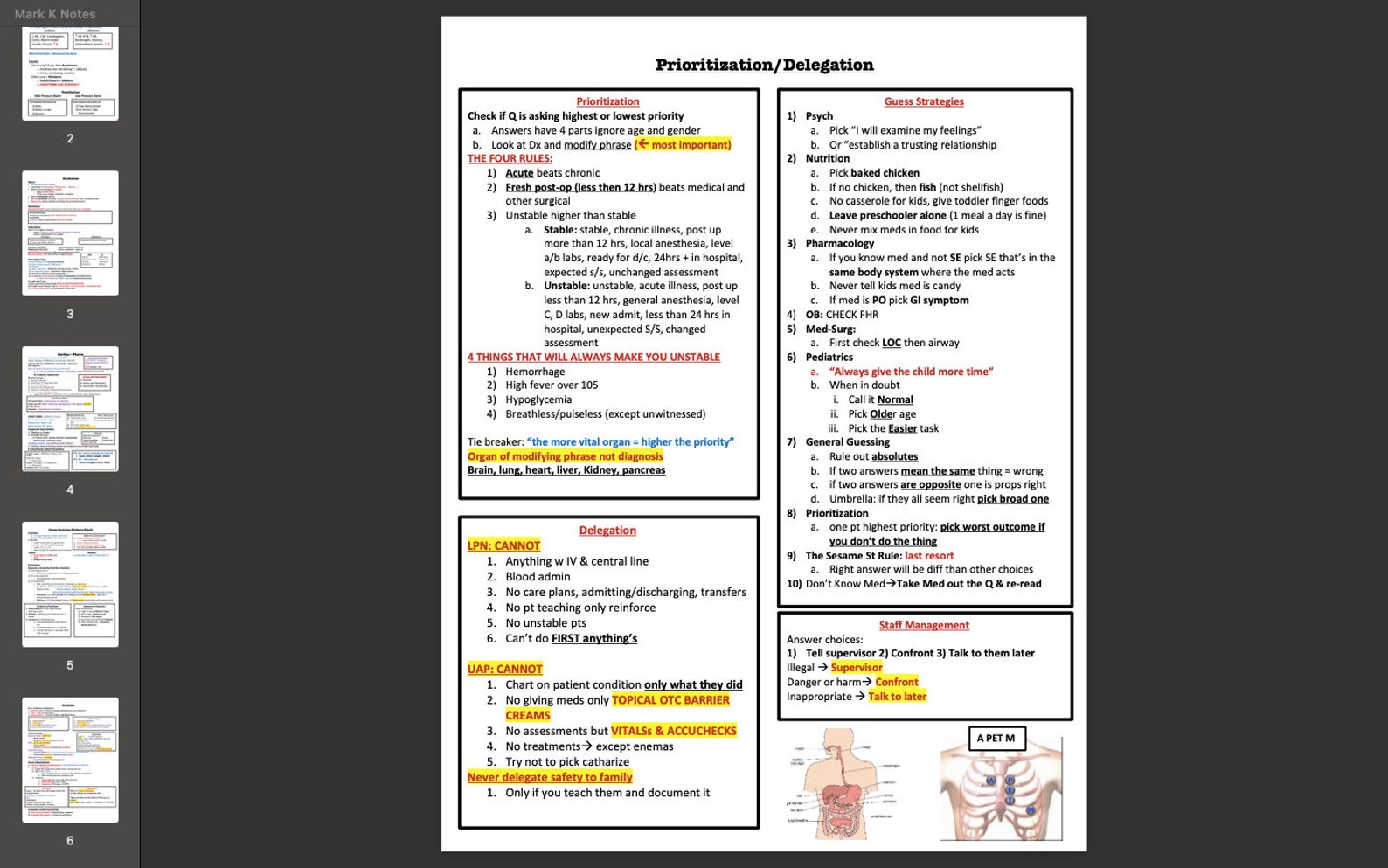 Mark K 12 Page Summarized Notes NCLEX - Etsy