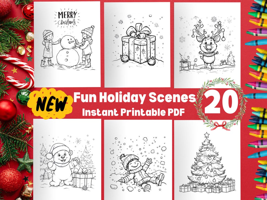 NEW Christmas Coloring Pages for Kids 20 Fun Holiday-themed Printable ...