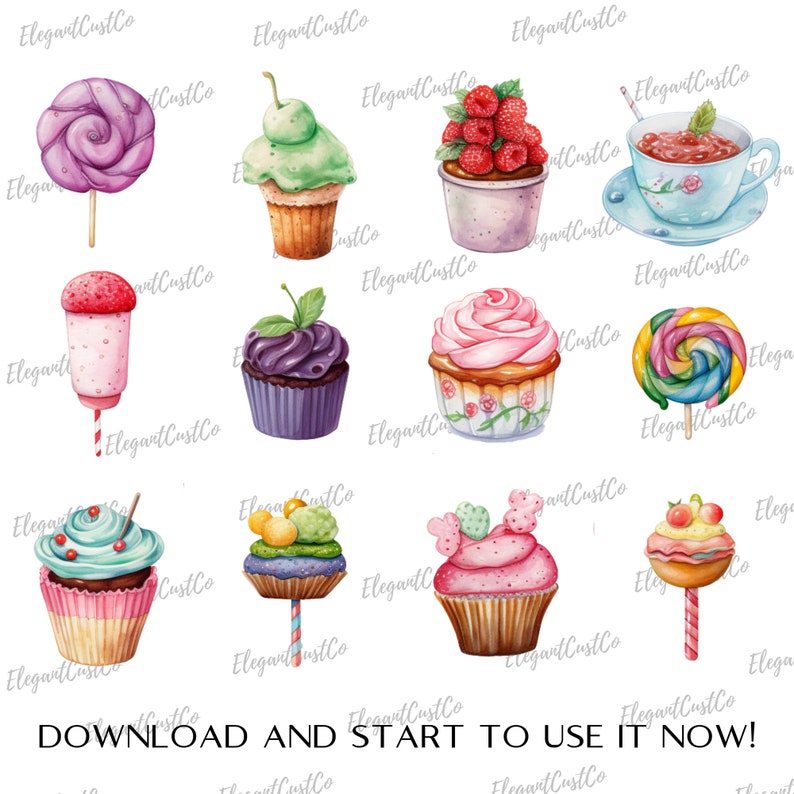 50 Watercolor Sweet Bakeries Clipart Bakery Clipart Png - Etsy