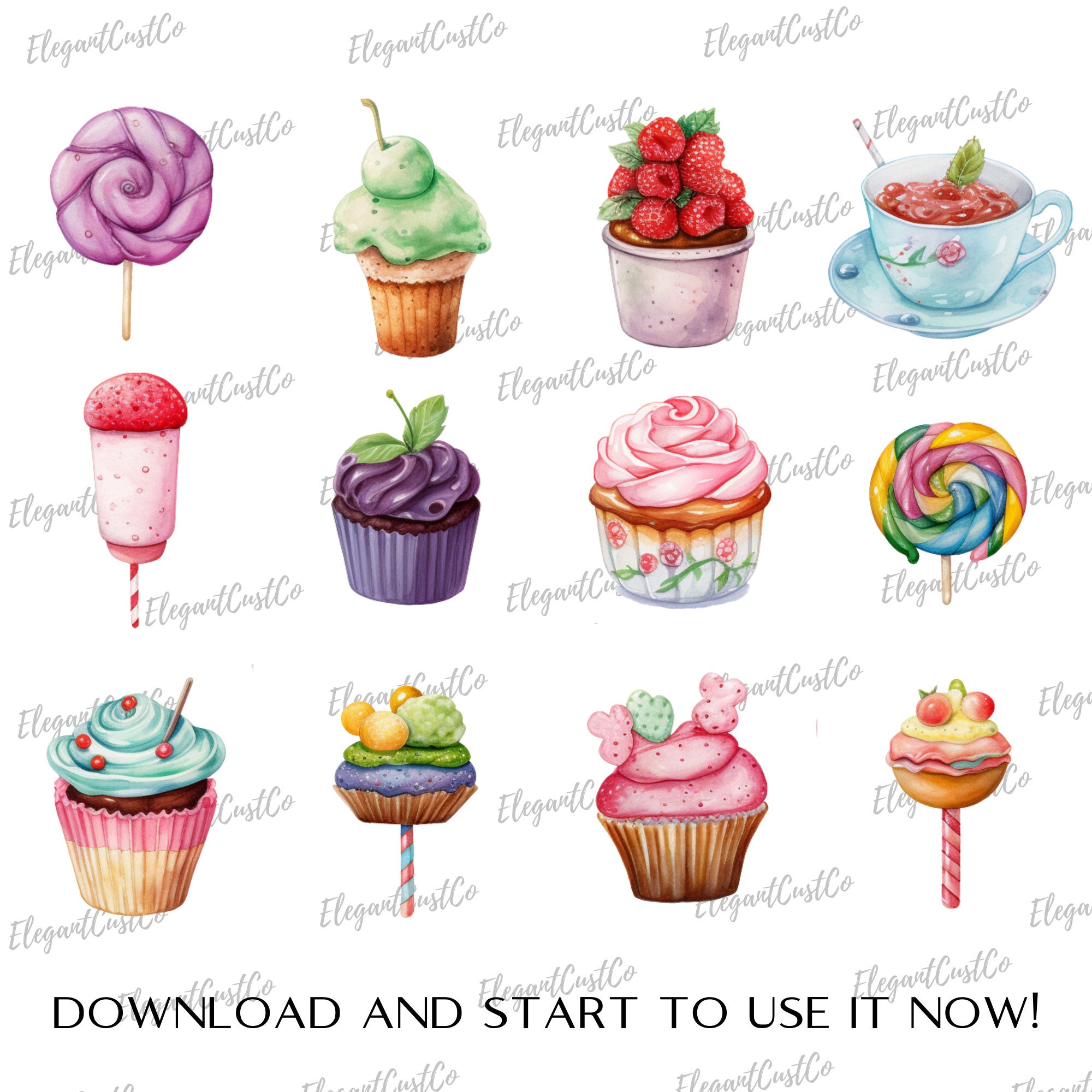 50 Watercolor Sweet Bakeries Clipart Bakery Clipart Png - Etsy