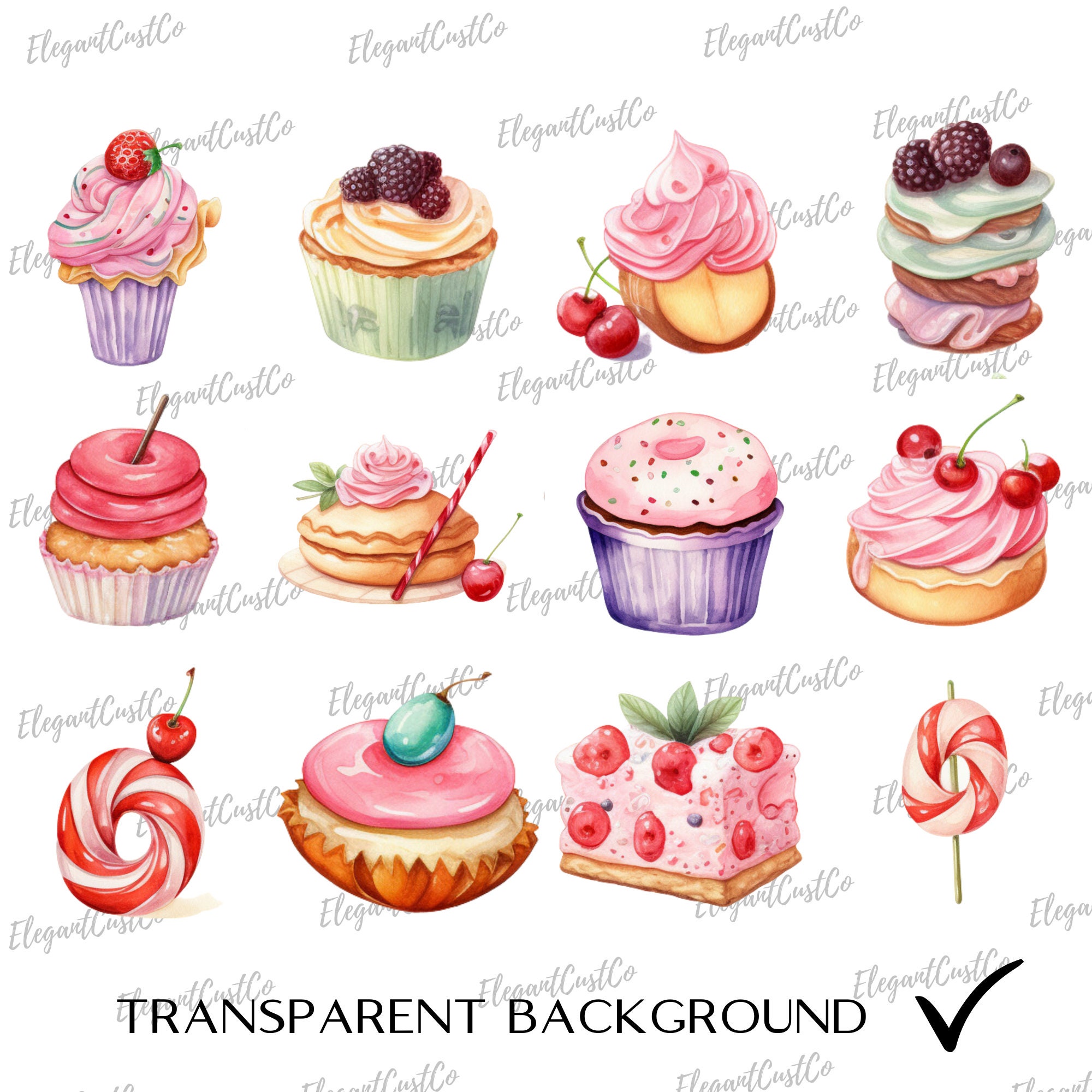 50 Watercolor Sweet Bakeries Clipart Bakery Clipart Png - Etsy