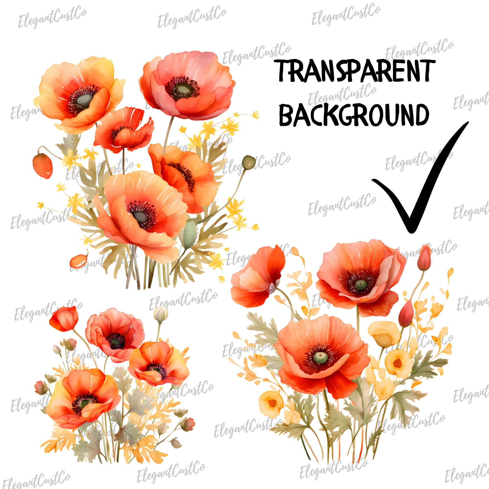 Watercolor Spring Red Flowers Clipart Bundle Svg Various Red - Etsy