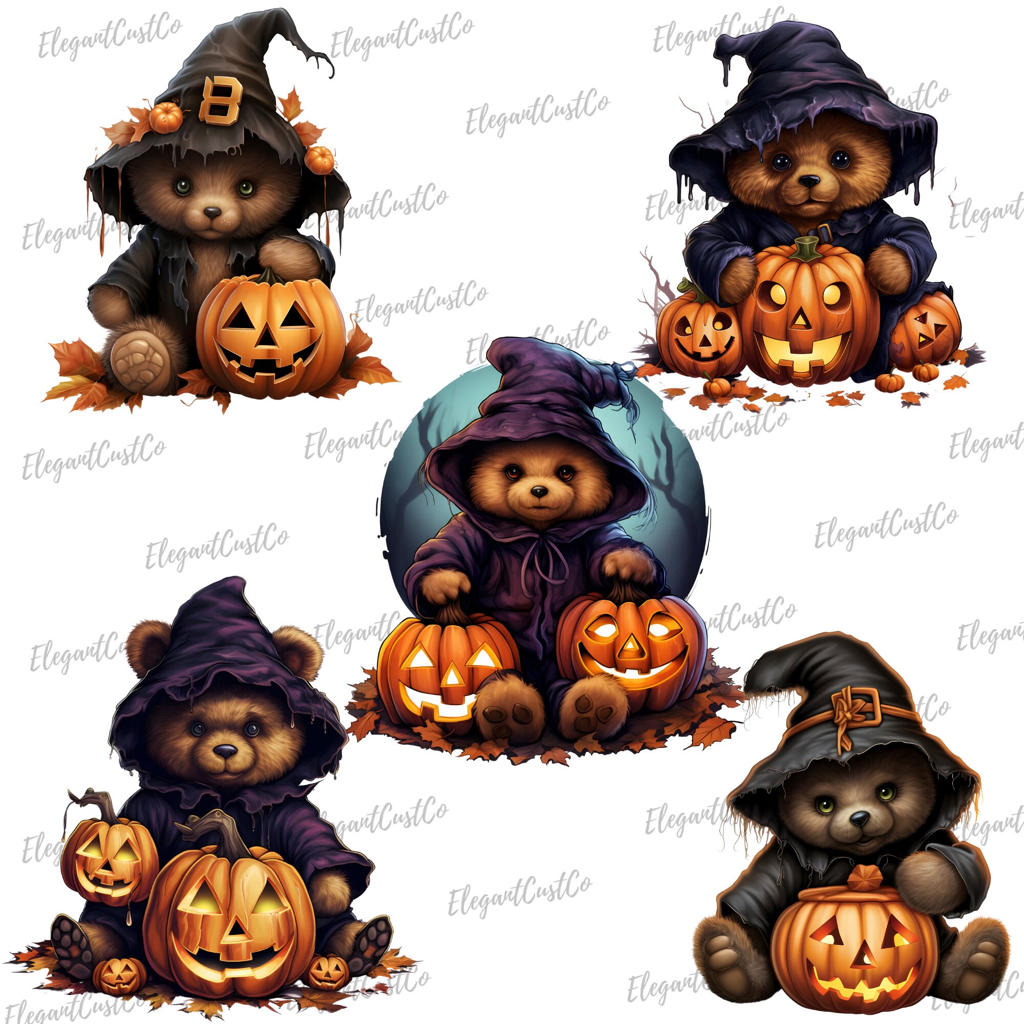 Spooky Halloween Teddy Bear Clipart Halloween Bear Decor - Etsy