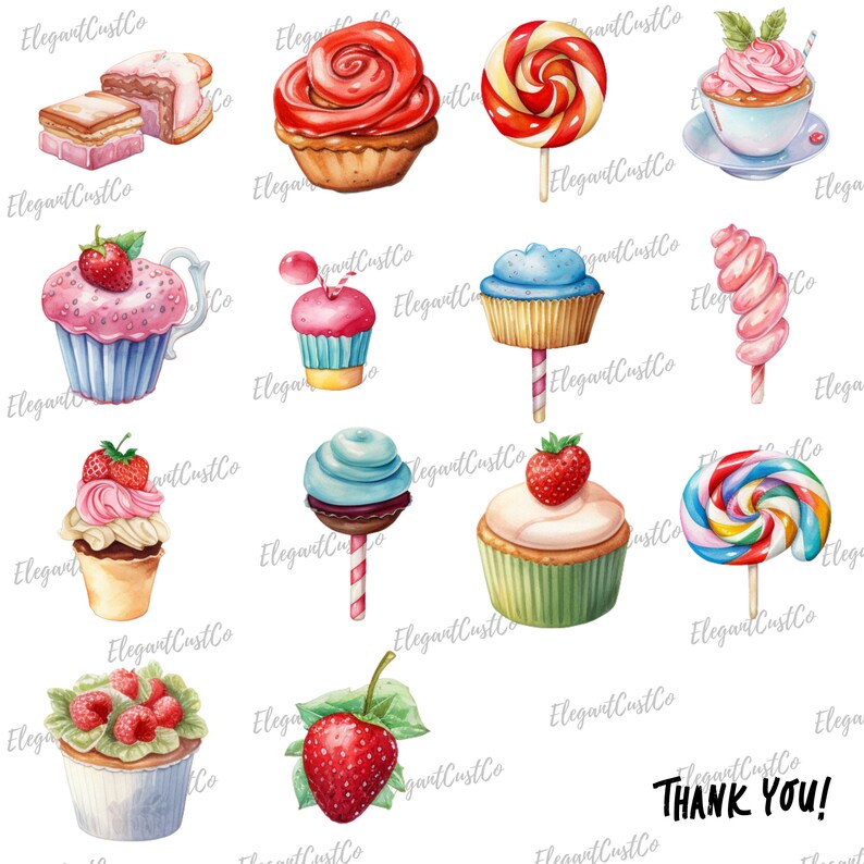 50 Watercolor Sweet Bakeries Clipart Bakery Clipart Png - Etsy