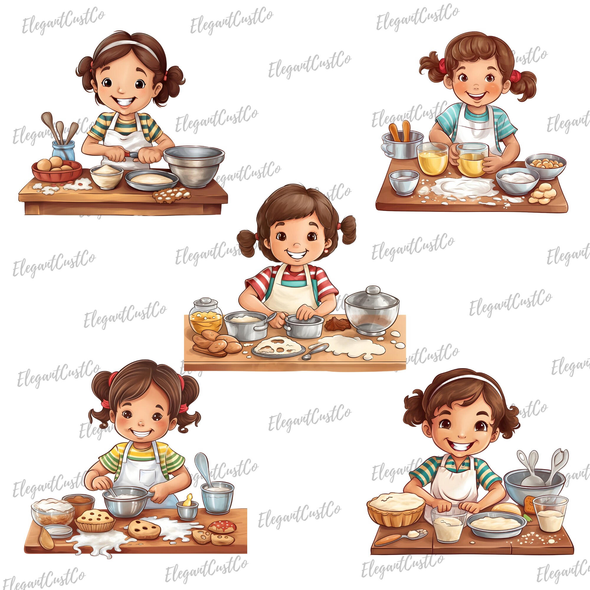 Kids Cooking Clipart SVG Bundle Cute Little Chef Clipart Png - Etsy