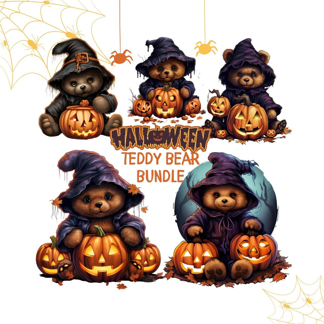 Spooky Halloween Teddy Bear Clipart Halloween Bear Decor - Etsy