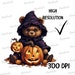 Spooky Halloween Teddy Bear Clipart Halloween Bear Decor - Etsy
