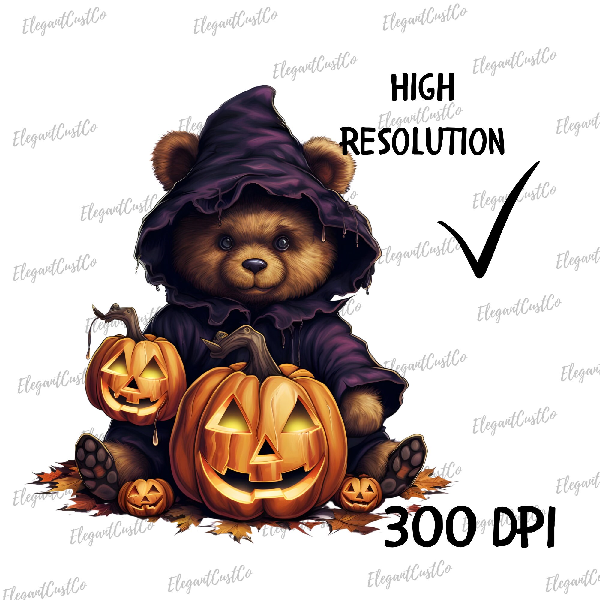 Spooky Halloween Teddy Bear Clipart Halloween Bear Decor - Etsy