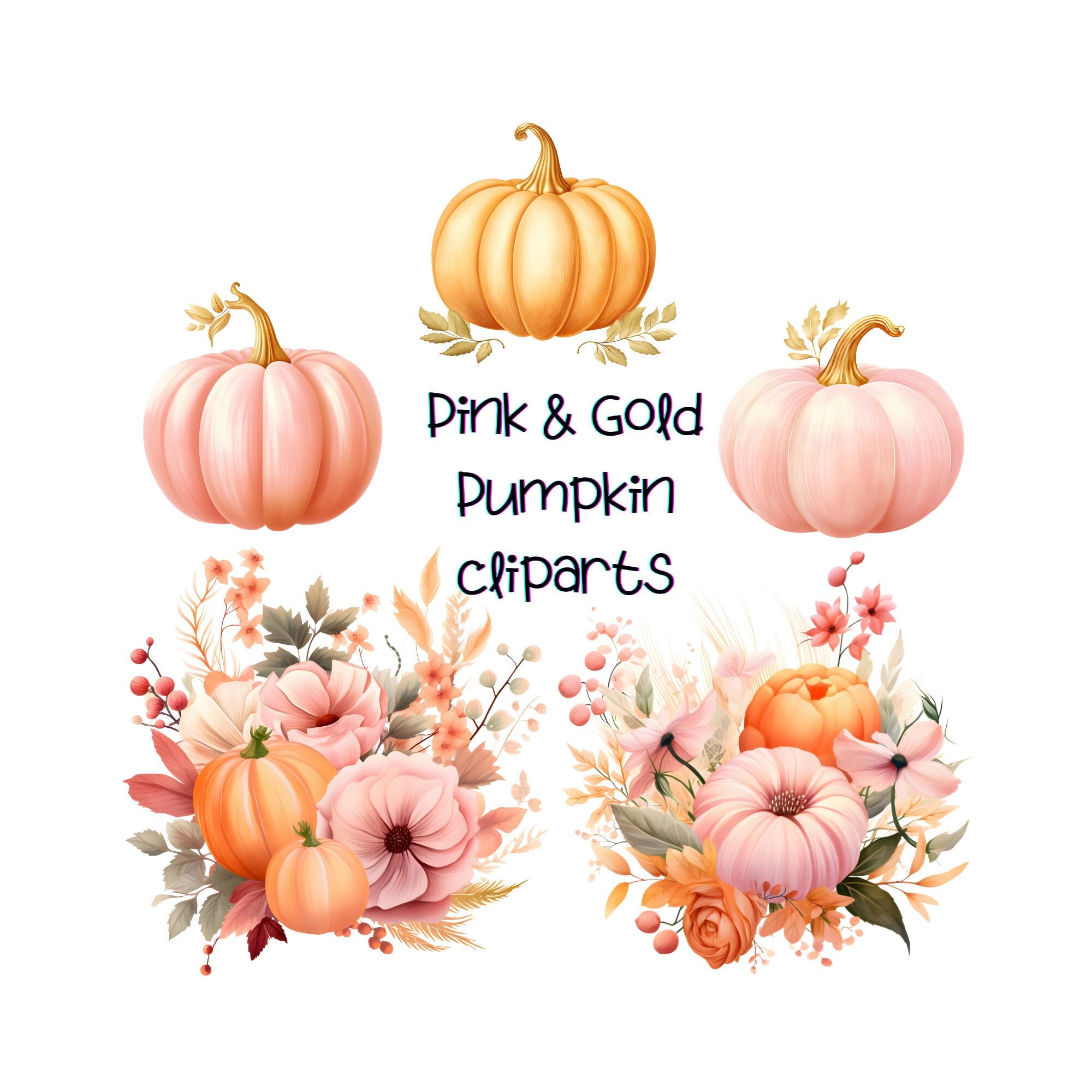 Pink Pumpkin Watercolor Clipart Bundle Pink Pumpkin Svg Png - Etsy