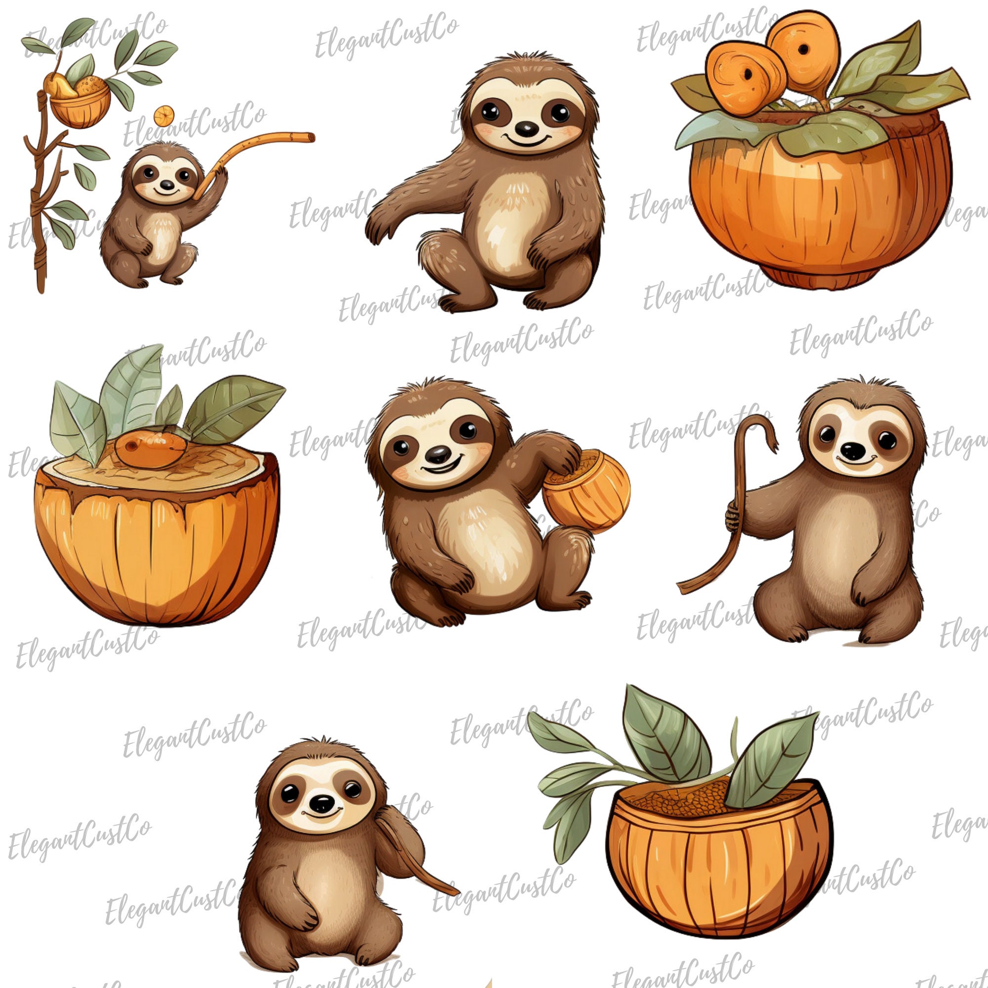 Cute Sloth SVG Baby Sloth Clipart Sloth SVG Bundle Sloth - Etsy