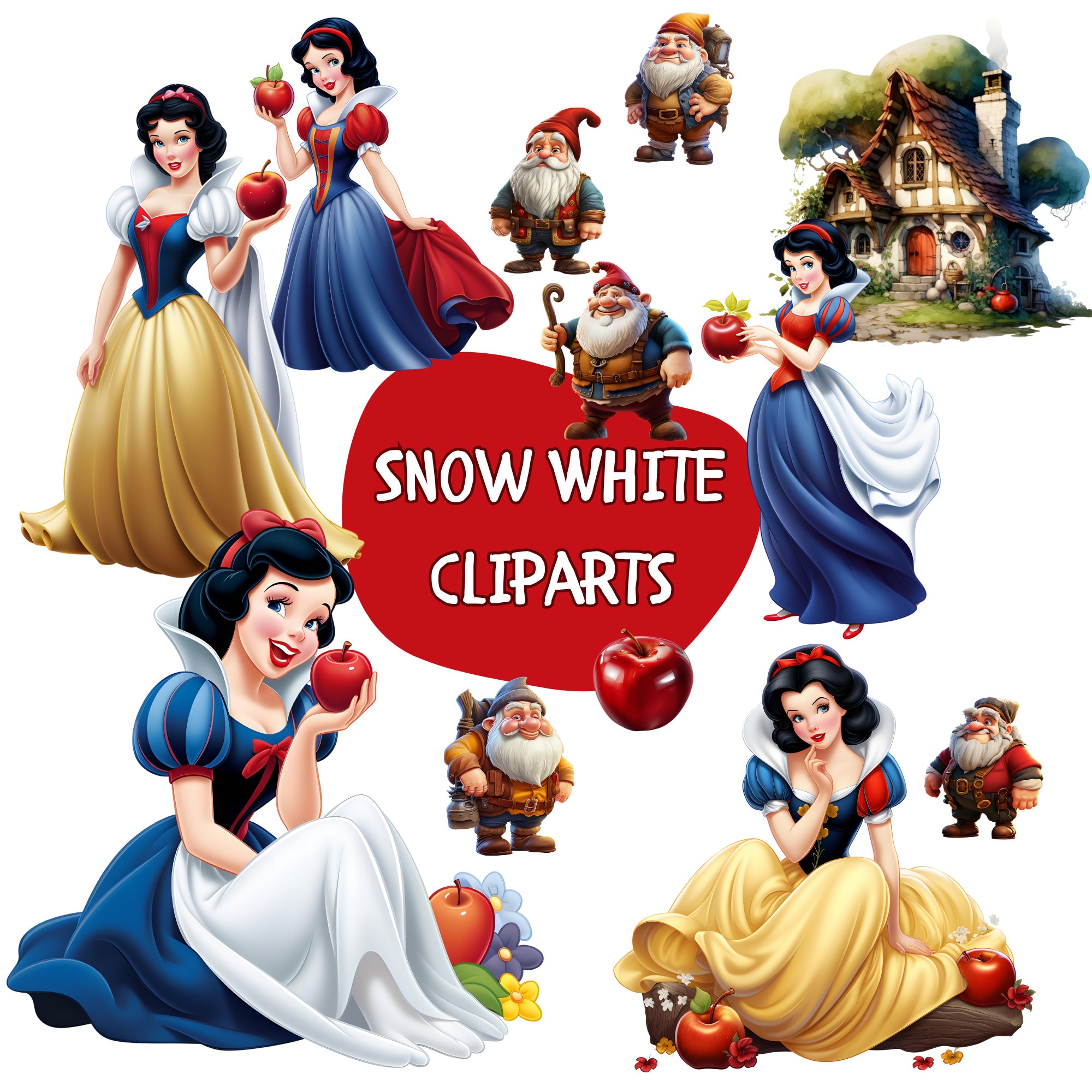 Snow White Clipart Snow White Svg Bundle Snow White Birthday - Etsy New ...