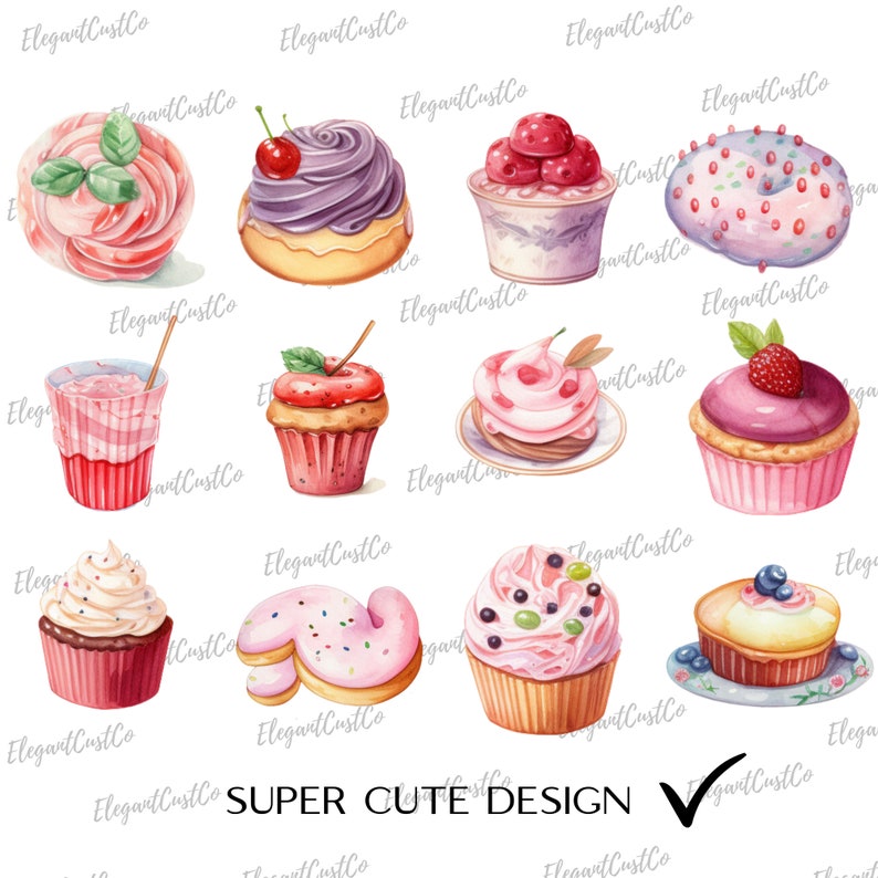 50 Watercolor Sweet Bakeries Clipart Bakery Clipart Png - Etsy