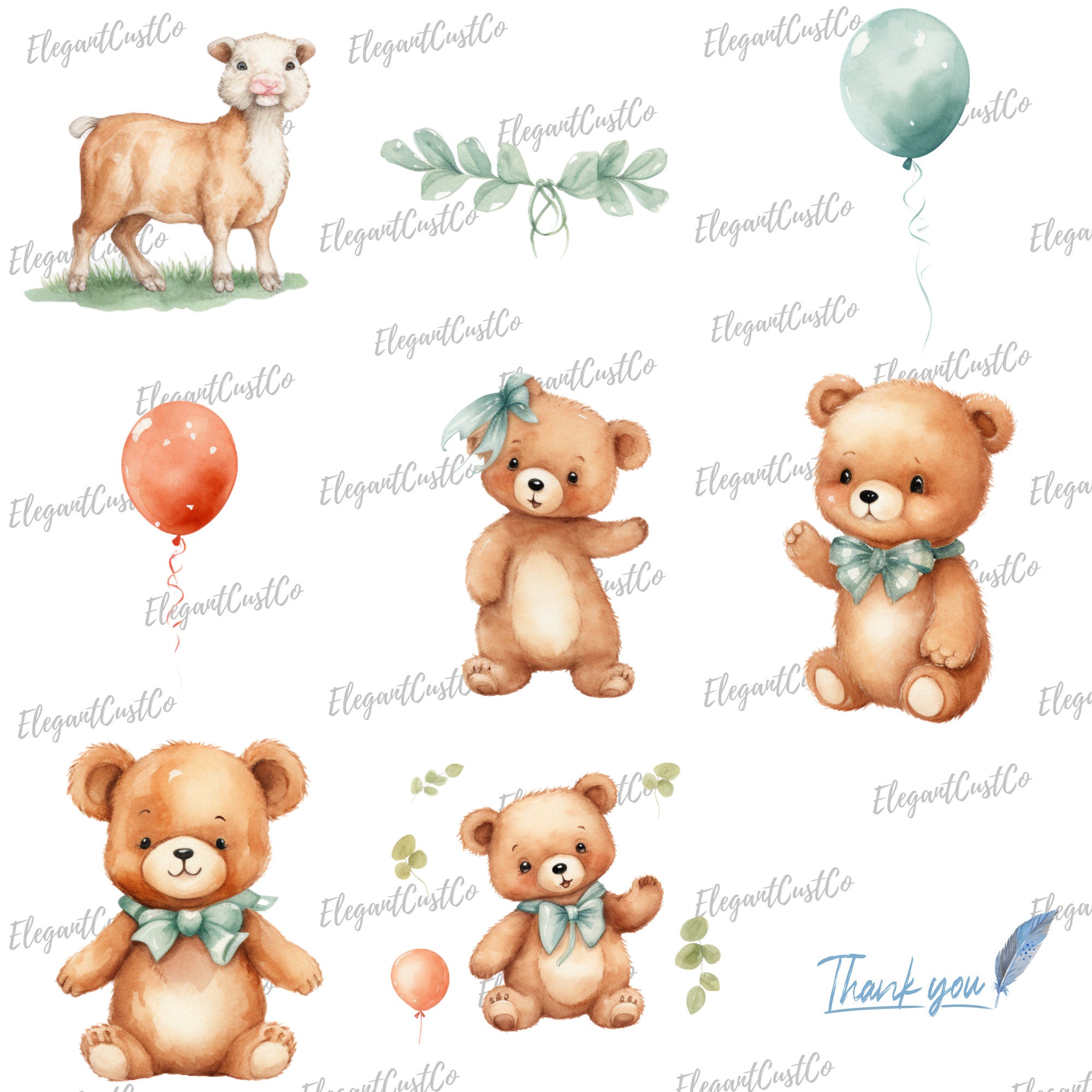 22 Watercolor Teddy Bear Clipart Teddy Bear Png Baby Shower - Etsy