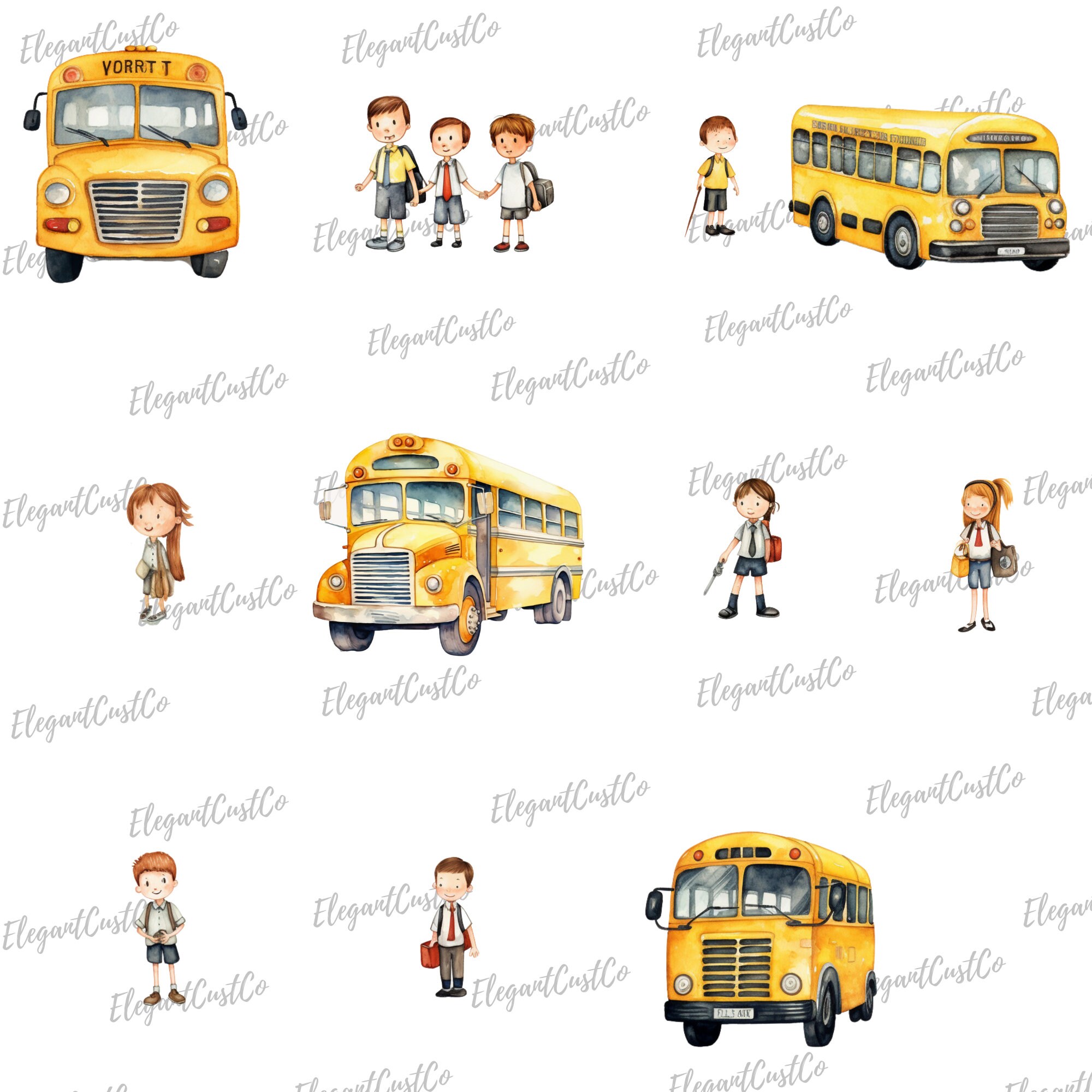 Watercolor School Bus Clipart Bundle School Bus Driver Png - Etsy